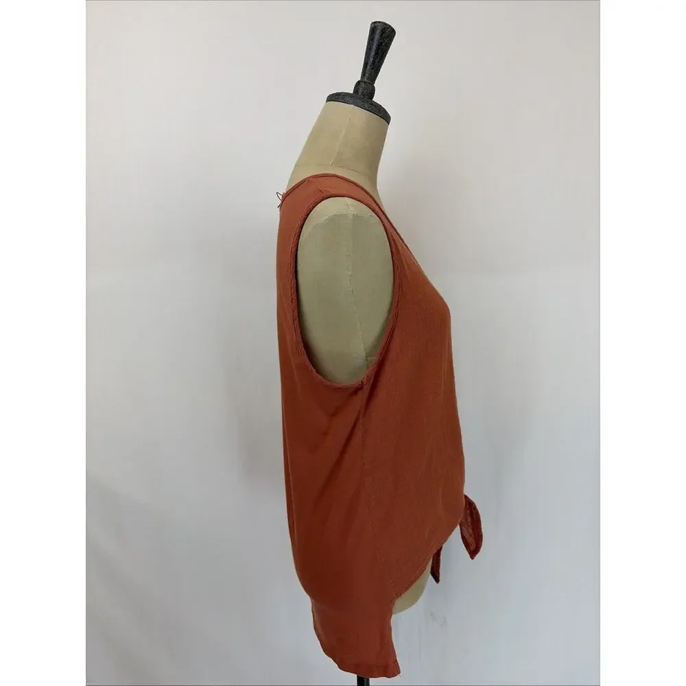 XCVI | Tops | Xcvi Wearables Orange Button Up Tied High Low Hem ...